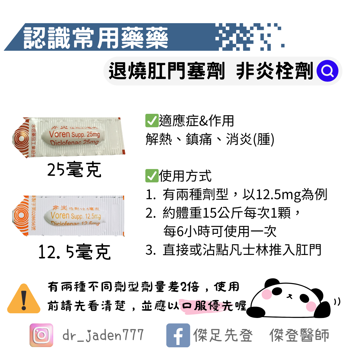 退燒肛門栓劑 - 非炎栓劑 Voren supp